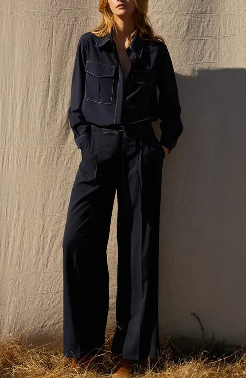CRESCENT Contrast Stitch Belted Trousers