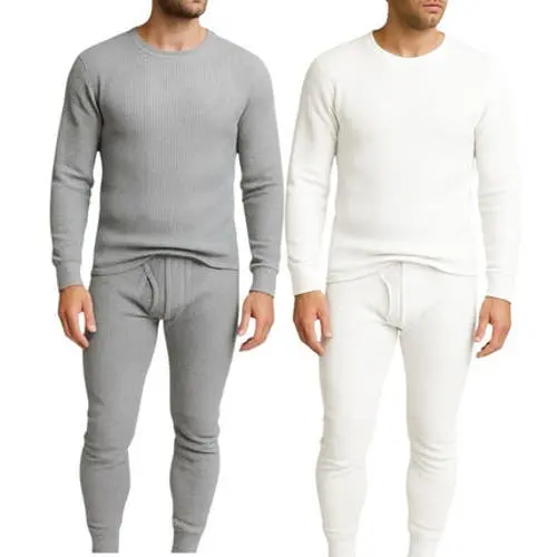 BENBEN 2 Pack Thermal Set 4 Piece Top And Bottom Full Sets - Grey/white