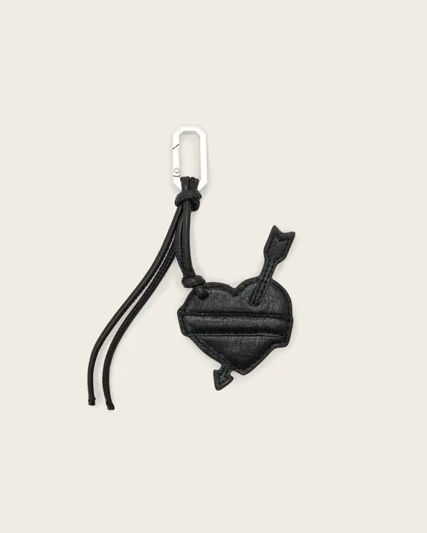 ALLSAINTS Heart Banner Leather Keyring - Black