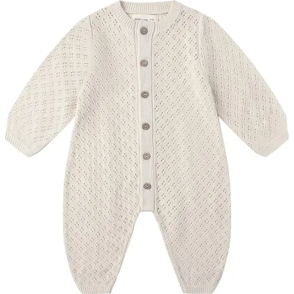 QUINCY MAE Pointelle Sweater Romper - Natural