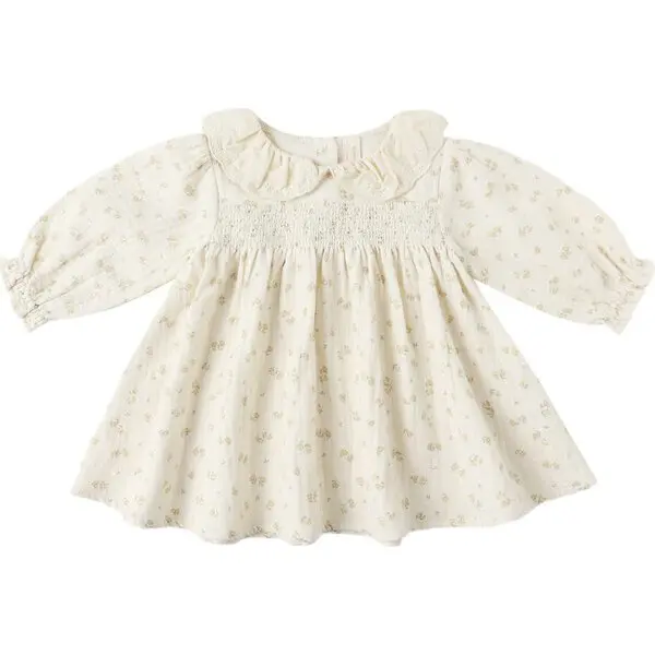 QUINCY MAE Callie Long Sleeve Organic Cotton Dress & Bloomers - Natural