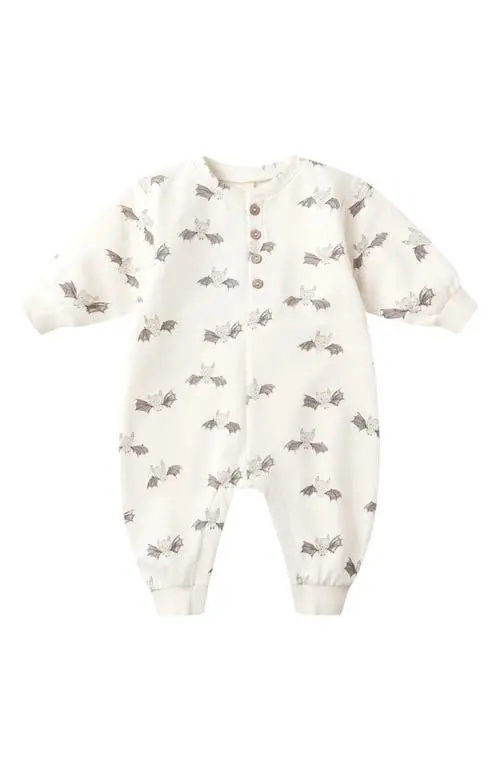 QUINCY MAE Bat Print Fleece Romper - Ivory