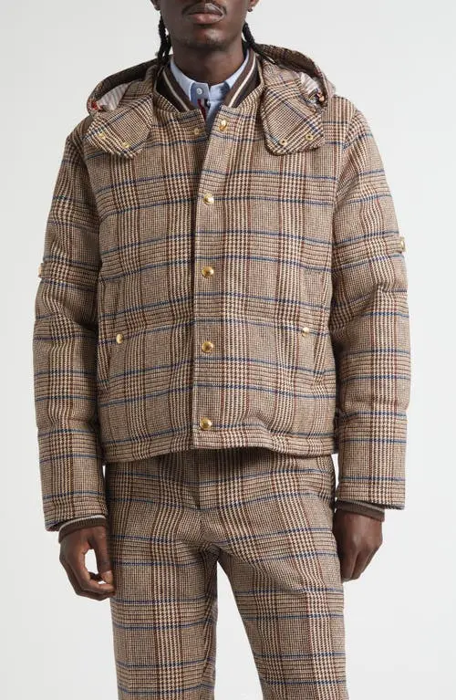 Thom Browne Hunting Wool Tweed Down Bomber Jacket