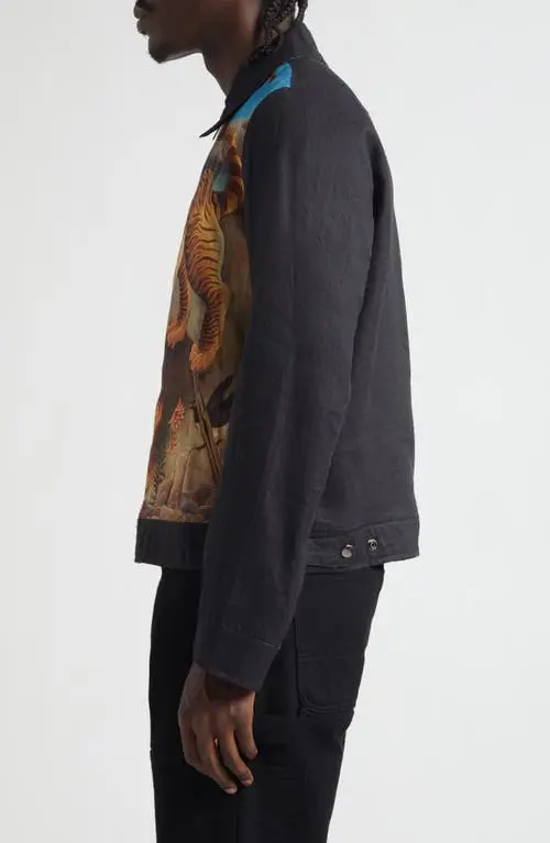 ENDLESS JOY Tiger Magpie Linen Blouson Jacket