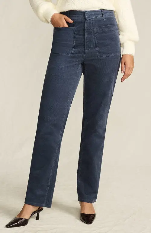 LANDS' END Corduroy High Rise Rail Straight Leg Pants - Dusty Indigo