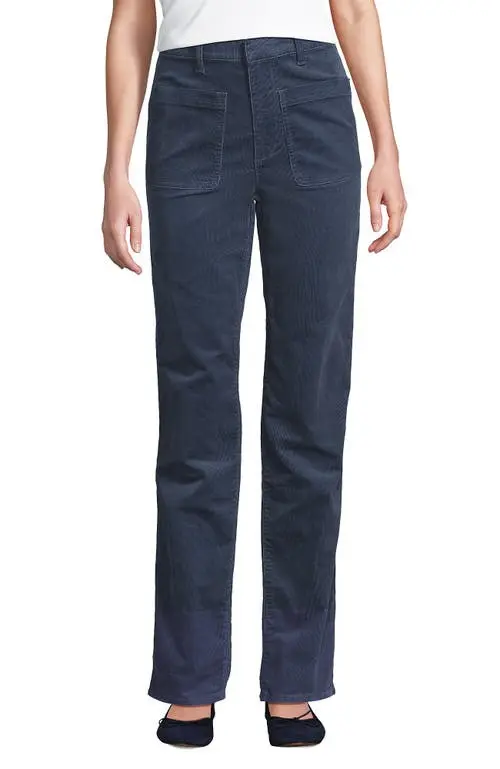 LANDS' END Corduroy High Rise Rail Straight Leg Pants - Dusty Indigo
