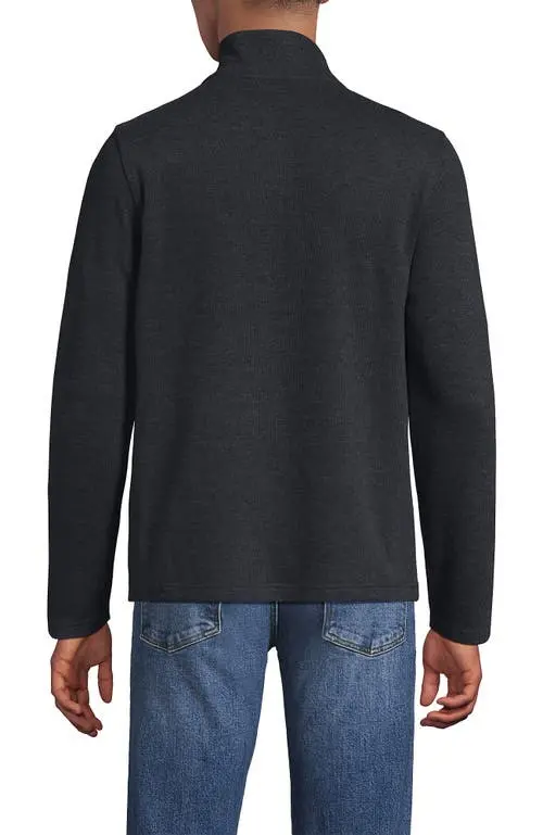 LANDS' END Bedford Rib Full Zip - Dark Charcoal Heather