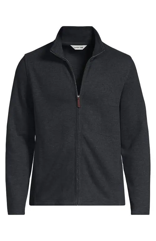 LANDS' END Bedford Rib Full Zip - Dark Charcoal Heather