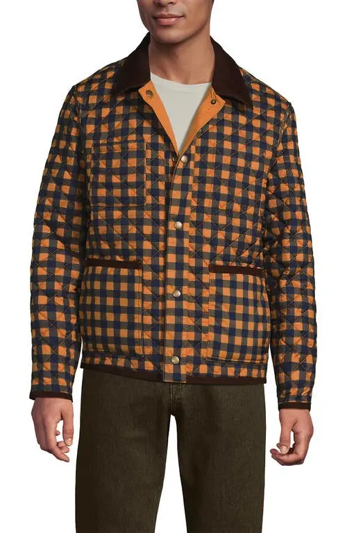 LANDS' END Reversible Insulated Barn Jacket - Canyon Camel/buffalo Check