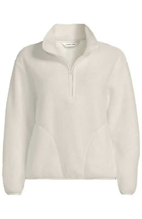 LANDS' END Half Zip Fleece Pullover - Ivory