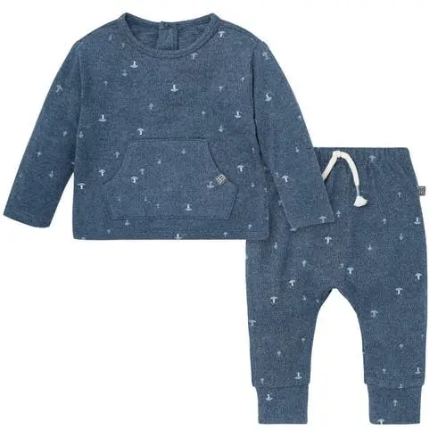 MODERN MOMENTS™ BY GERBER Brushed Hacci Top And Pant Set - Navy Mushroom