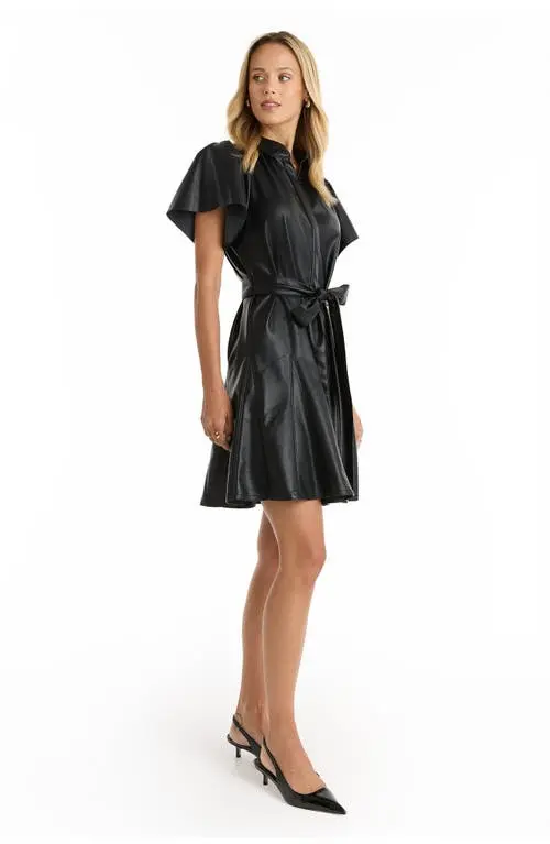 THE NOLI SHOP Devin Leather Ruffle Dress - Black