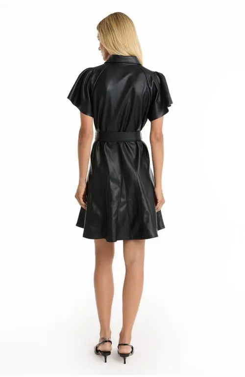 THE NOLI SHOP Devin Leather Ruffle Dress - Black