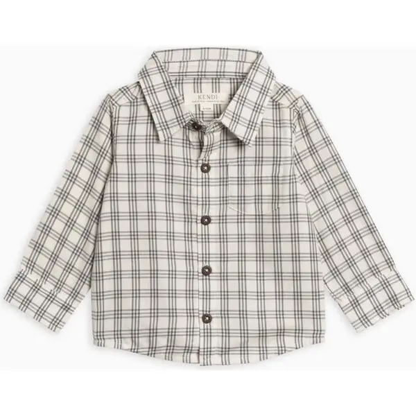 KENDI Earl Poplin Collar Shirt - Agave Plaid