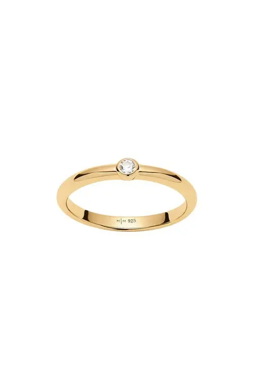 MADE BY MARY Poppy Cubic Zirconia Solitaire Ring - Gold Vermeil