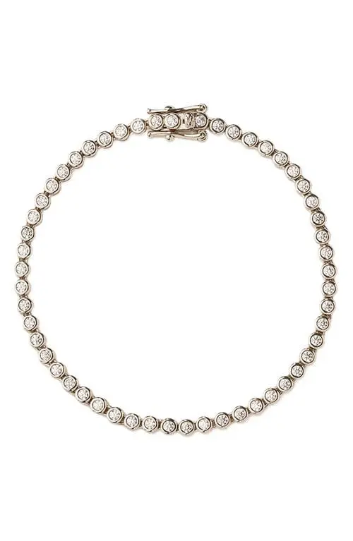 MADE BY MARY Poppy Cubic Zirconia Tennis Bracelet - Silver