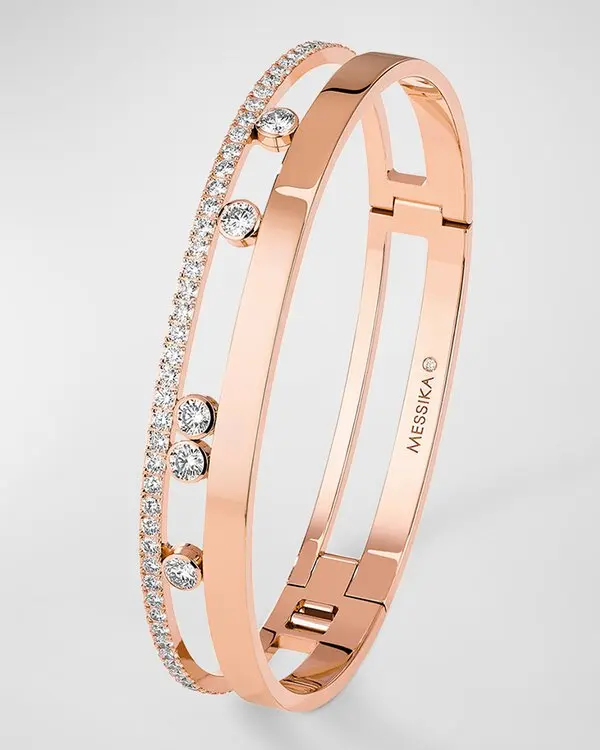 Messika Move Romane Diamond Bangle Bracelet - Pink Gold