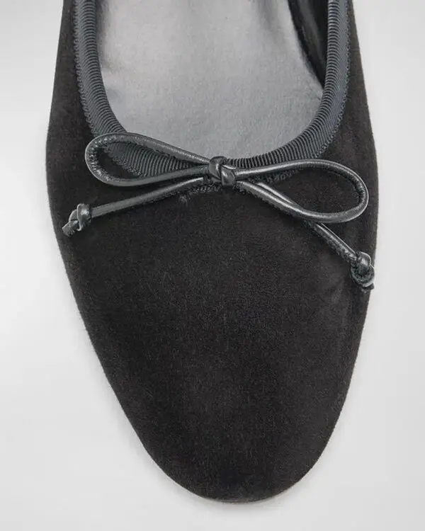 CHRISTIAN LOUBOUTIN Suede Ballerina Flats With Bow Detailing - Black