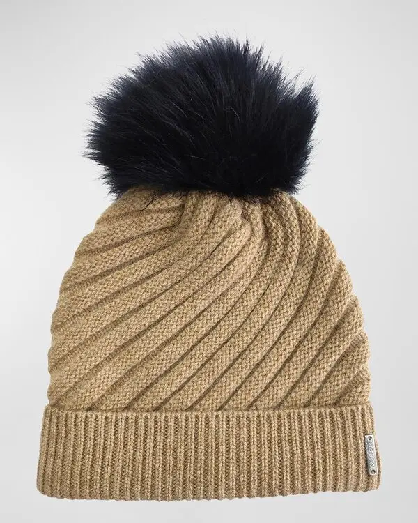 Gorski Cashmere Beanie With Lamb Shearling Pom - Brown/black