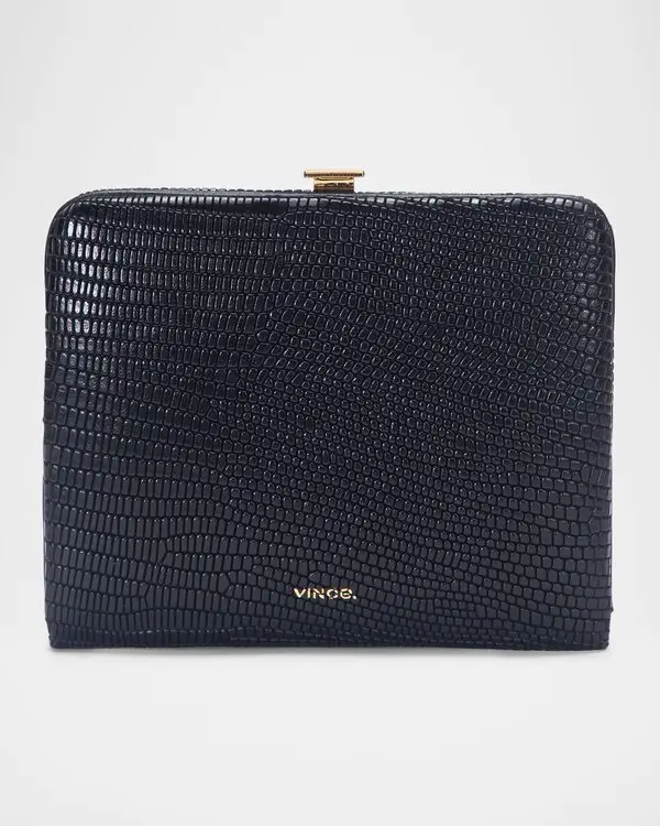 Vince Frame Lizard-effect Leather Wallet - Black