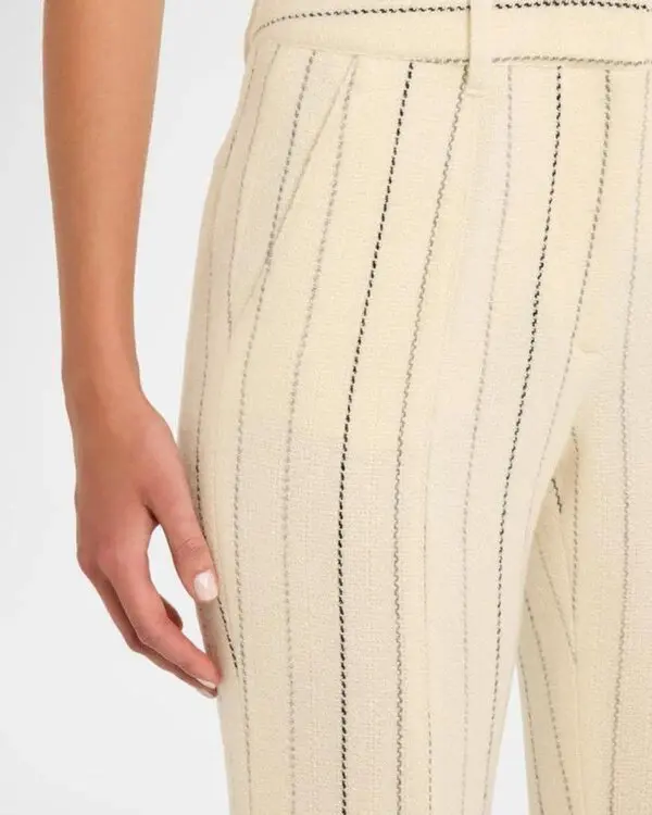 Gabriela Hearst Rhein Wool Cashmere Flannel Pants - Ivory Multi