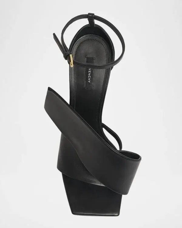 Givenchy Twisted Ribbon Leather Sandals - Black