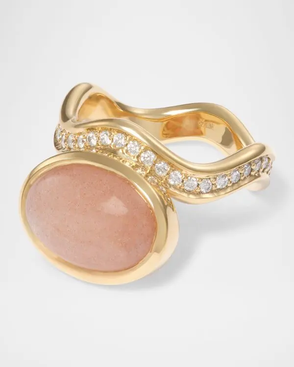 JAMIE TURNER Aurora Ring - Pink Moonstone And Diamonds