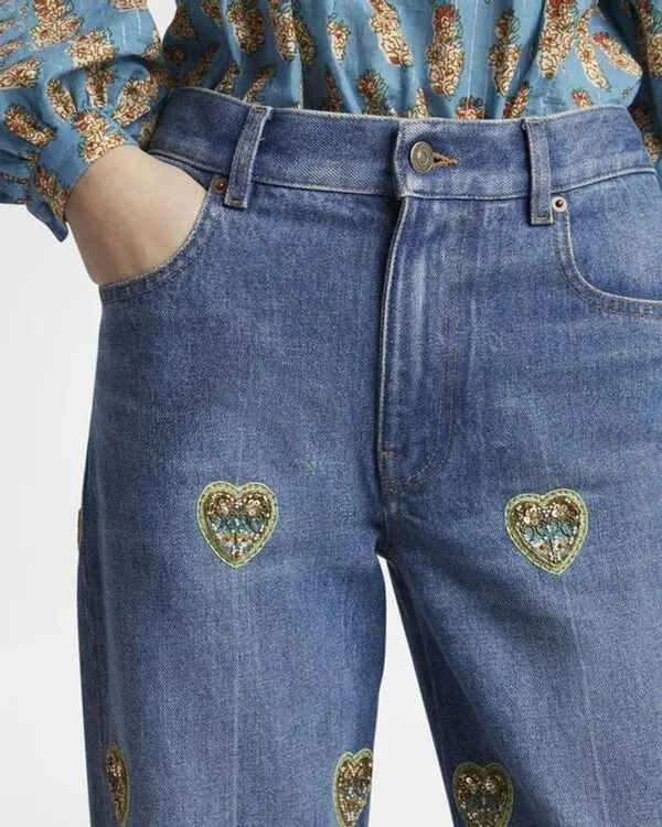Valentino Garavani Embroidered Heart Pants - Blue