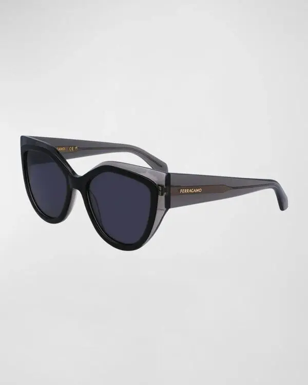 FERRAGAMO Acetate Cat-eye Sunglasses - Transparent Grey/black