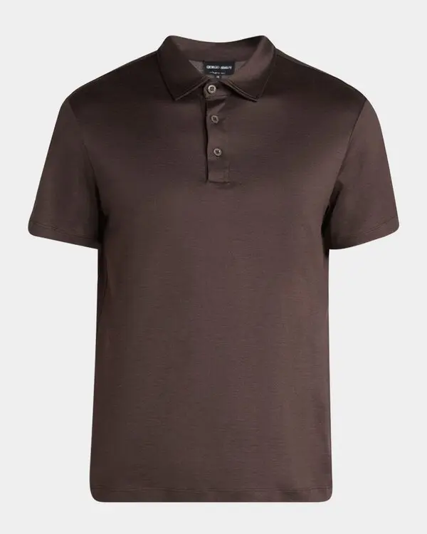 Giorgio Armani Silk And Cotton Polo Shirt - Red