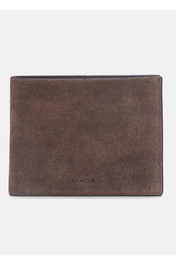 Vince Suede Bifold Wallet - Chocolate