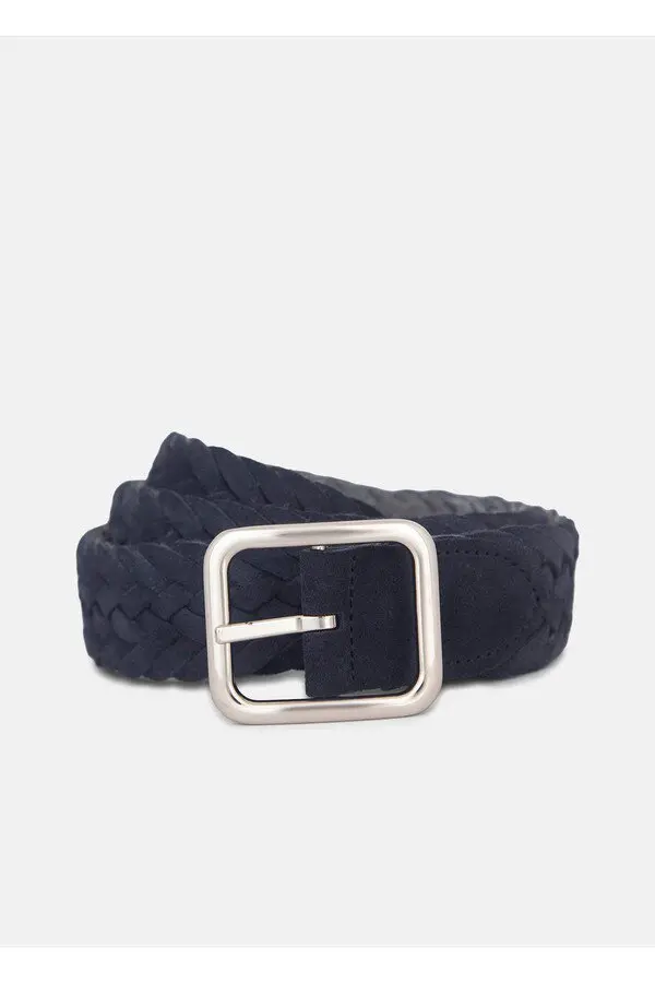 Vince 35mm Reversible Woven Suede Belt - Red