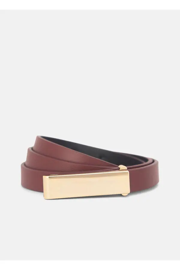 Vince 15mm Elongated Plaque Leather Belt - Natural