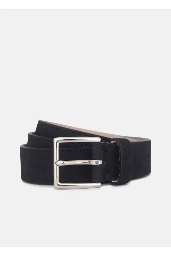 Vince 32mm Nubuck Leather Belt - Black