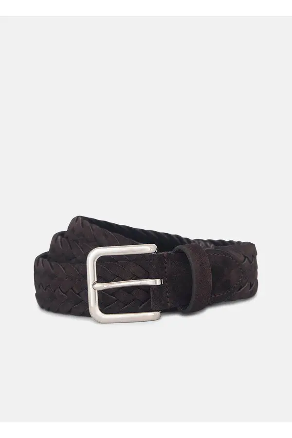 Vince 35mm Woven Suede Belt - Red