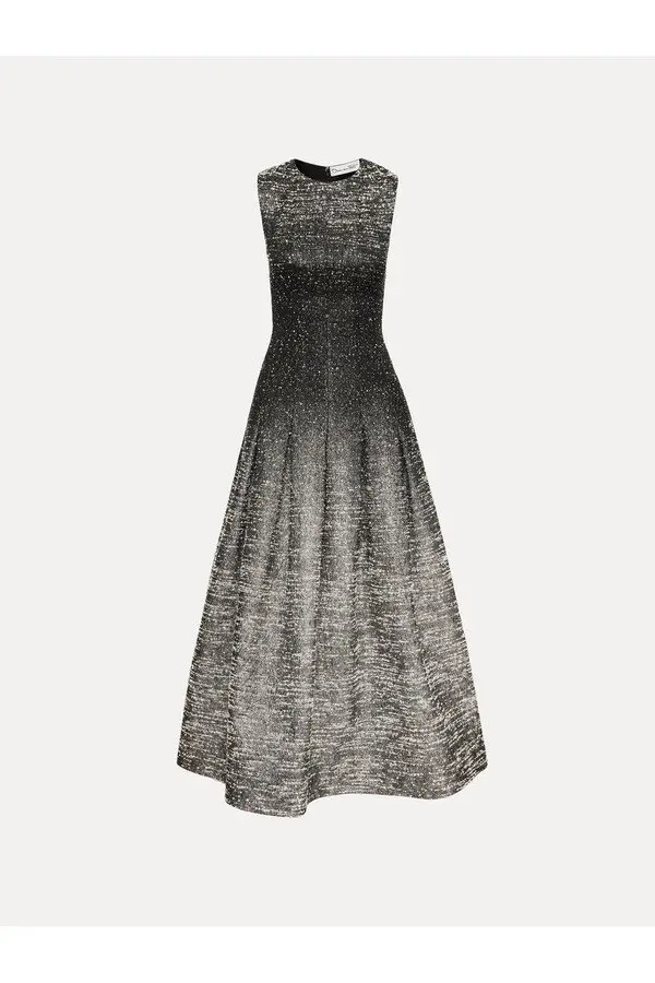 Oscar De La Renta Ombr Lurex Boucl Jacquard Dress - Red | Editorialist