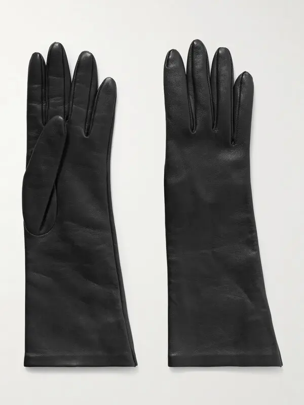 Khaite Remo Mid-length Leather Gloves - Black