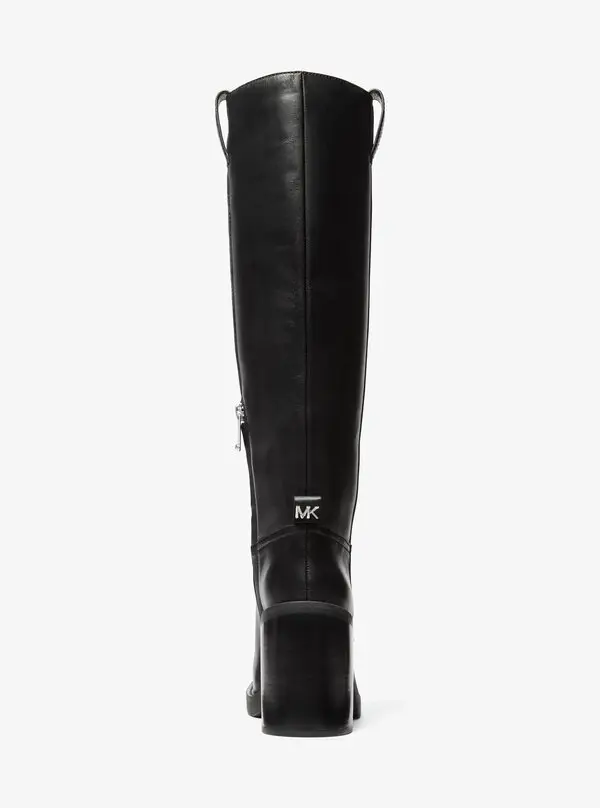 Michael Kors Houston Leather Block Heel Boots
