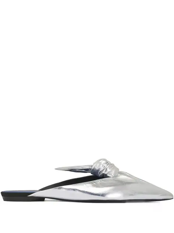 LANVIN Midnight Step Knotted Pointed-toe Mules