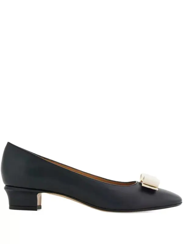 FERRAGAMO Vara Bow-detail Block-heel Pumps - Black