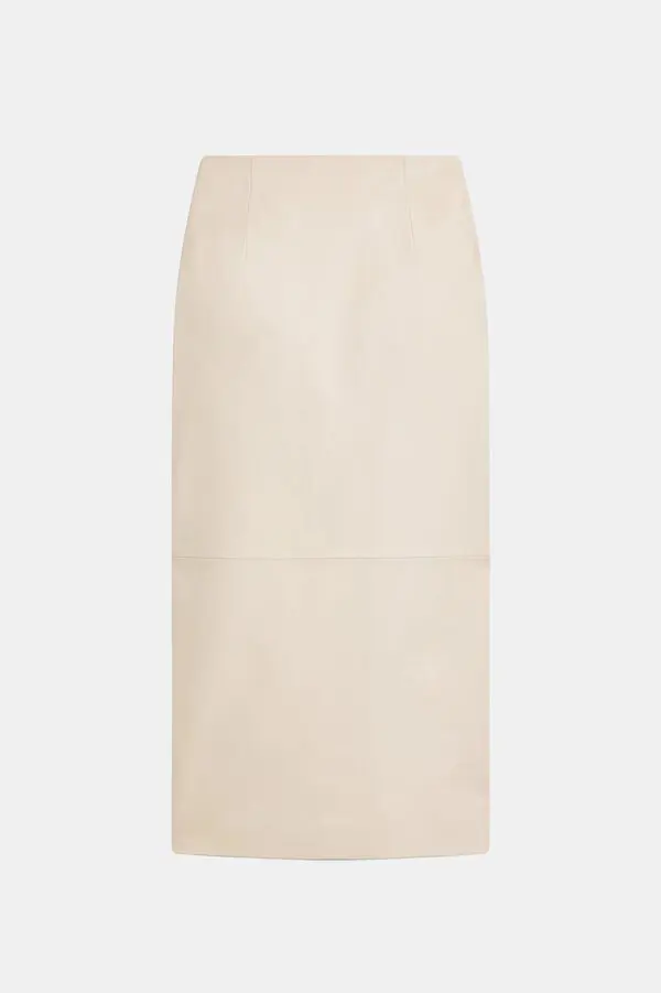 Scanlan Theodore Leather Pencil Skirt - Bone