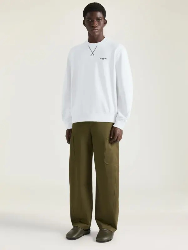 Givenchy Couture Seam Sweatshirt In Fleece With Paris Logo - White