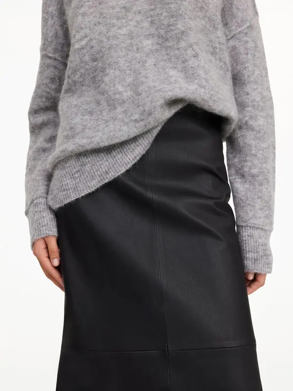 BY MALENE BIRGER Simoas Leather Midi Skirt - Black