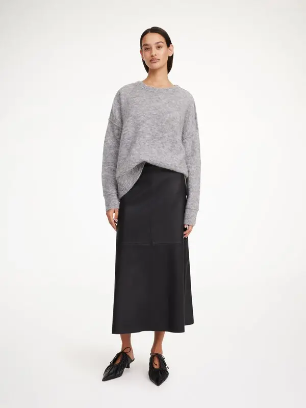 BY MALENE BIRGER Simoas Leather Midi Skirt - Black