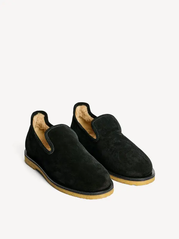 BY MALENE BIRGER Romine Suede Slippers - Black