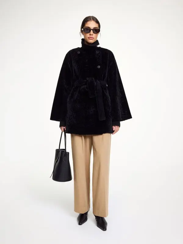 BY MALENE BIRGER Sannie Shearling Jacket - Black