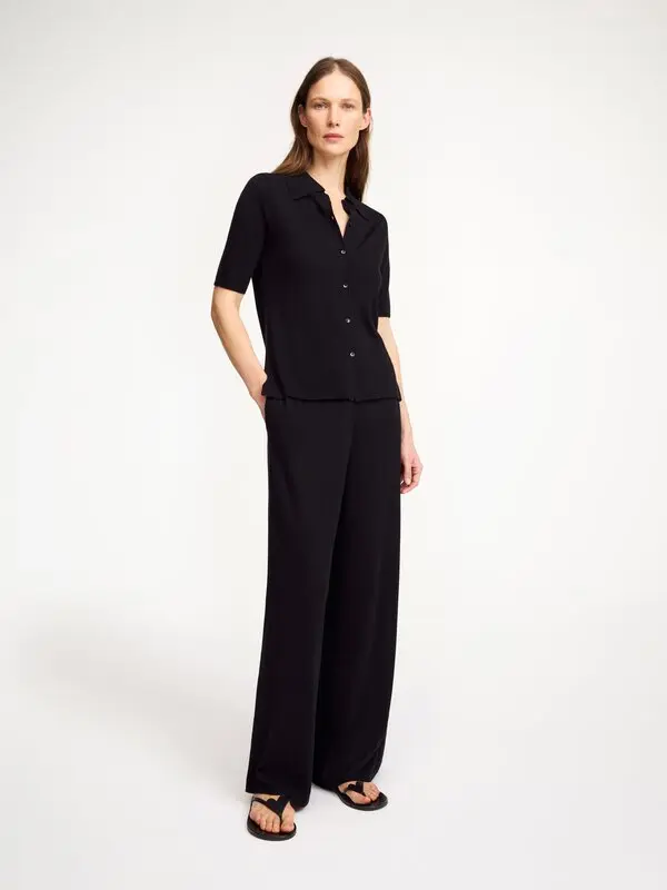 BY MALENE BIRGER Dotta Wool-silk Blouse - Black