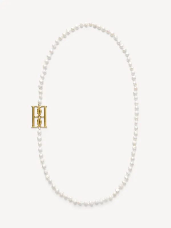 BY MALENE BIRGER Chakallo Monogram Pearl Necklace - Soft White