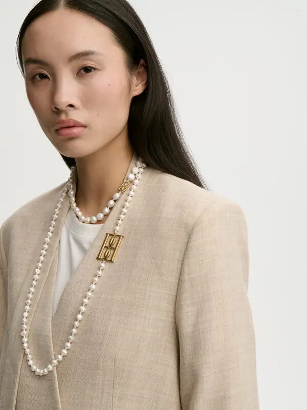 BY MALENE BIRGER Chakallo Monogram Pearl Necklace - Soft White