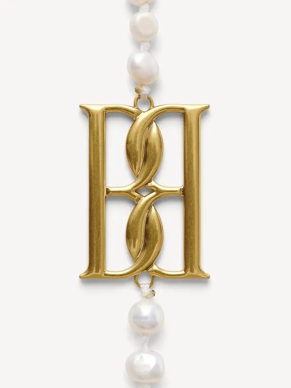 BY MALENE BIRGER Chakallo Monogram Pearl Necklace - Soft White